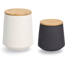 zeller PRESENT Vorratsdose, schwarz-wei&szlig;, Lebensmittelaufbewahrungsbeh&auml;lter, edles Design, Bambus/Keramik, 580/1080 ml