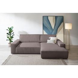 Ecksofa Home Affaire, B:284cm H:90cm T:195cm, beige, 100% Polyester, Wohnzimmer, Sofas, "NEU: SHERWOOD XXL 284, Big-Sofa L-Form, tiefe Sitzfläche 95