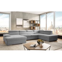 Sit & More Wohnlandschaft SIT & MORE, B:349cm H:73cm T:226cm, grau, 100% Polyester, Sofas, "Valantine U-Form, B: 349 cm", mit Arm- & Kopfteilverstellung,