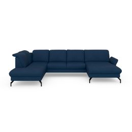 Sit & More Wohnlandschaft SIT & MORE, B:338cm H:84cm T:207cm, blau, Sofas, "Fashion U-Form", wahlweise mit Kopfteilverstellung, Vorziehsitz, motorisch,