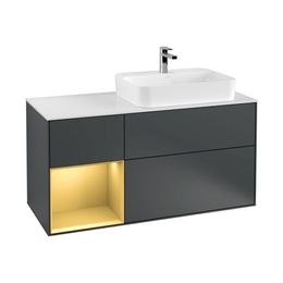 Villeroy & Boch Villeroy und Boch Finion Waschtischunterschrank G391HFHG 120cm, Abdeckplatte white matt, Emotion, Regal links Gold matt, Midnight Blue Matt Lacquer