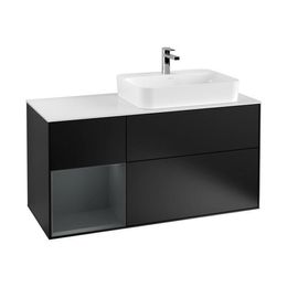 Villeroy & Boch Villeroy und Boch Finion Waschtischunterschrank G391HGPD 120cm, Abdeckplatte white matt, Emotion, Regal links Midnight Blue Matt Lacquer, Black matt lacquer