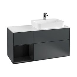 Villeroy & Boch Villeroy und Boch Finion Waschtischunterschrank G391PDHG 120cm, Abdeckplatte white matt, Emotion, Regal links Black matt lacquer, Midnight Blue Matt Lacquer