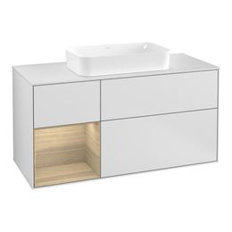 Villeroy & Boch Villeroy und Boch Finion Waschtischunterschrank G291PCMT 120cm, Abdeckplatte white matt, Emotion, Regal links Oak Veneer, White matt lacquer