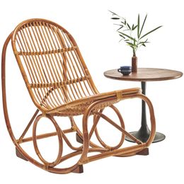 Sit & More Schaukelstuhl SIT & MORE, B:53cm H:96cm T:100cm, beige, Rattan, Wohnzimmer, St&uuml;hle, mit TOM TAILOR Metallmanschette