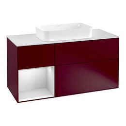 Villeroy & Boch Villeroy und Boch Finion Waschtischunterschrank G291MTHB 120cm, Abdeckplatte white matt, Emotion, Regal links White matt lacquer, Peony Matt
