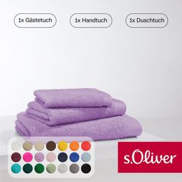 Handtuch Set s.Oliver, lila, Walkfrottier, Obermaterial: 100% Baumwolle, Handtuch-Sets, "s.Oliver, Premium Qualit&auml;t, 600 gr/m&sup2;", 1 G&auml;stetuch 30x50