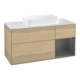Villeroy & Boch Villeroy und Boch Finion Waschtischunterschrank G301GKPC 120cm, Abdeckplatte white matt, Emotion, Regal rechts Anthracite matt, Oak Veneer