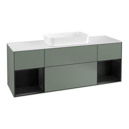 Villeroy & Boch Villeroy und Boch Finion Waschtischunterschrank F331PDGM 160x60,3cm, Abdeckplatte white matt, Regale Black matt lacquer, Olive Matt Lacquer