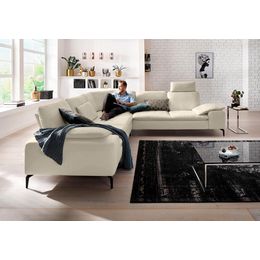 Ecksofa W.Schillig, B:318cm H:83cm T:298cm, grau, Longlife Xtra-Leder Z59: Glattleder mit modischer Prägung. Hautstärke 0, 9 - 1, 1 mm, Wohnzimmer,