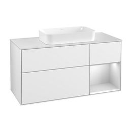 Villeroy & Boch Villeroy und Boch Finion Waschtischunterschrank G301MTGF 120cm, Abdeckplatte white matt, Emotion, Regal rechts White matt lacquer, Glossy white lacquer