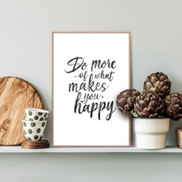 Poster Reinders, B:20cm H:30cm T:1,6cm, schwarz, MDF, K&uuml;che, Bilder, "Do more of what makes you happy"