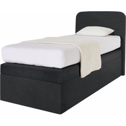 Boxspringbett, B:105cm L:212cm, schwarz, Westfalia Schlafkomfort, Box und Kopfteil: Microvelours (100% Polyester) oder Kunstleder (Polyurethan);Bezug