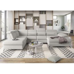 Sit & More Wohnlandschaft SIT & MORE, B:359cm H:87cm T:230cm, grau, 100% Polyester, Sofas, "Cabrio U-Form, B: 359 cm, mit Sitztiefen-, Arm- &