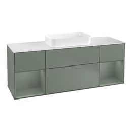 Villeroy & Boch Villeroy und Boch Finion Waschtischunterschrank F331GMGM 160x60,3cm, Abdeckplatte white matt, Regale Olive matt lacquer, Olive Matt Lacquer