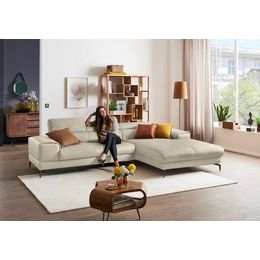 Ecksofa W.Schillig, B:303cm H:70cm T:193cm, grau, Longlife Xtra-Leder Z59: Glattleder mit modischer Pr&auml;gung. Hautst&auml;rke 0, 9 - 1, 1 mm, Wohnzimmer,