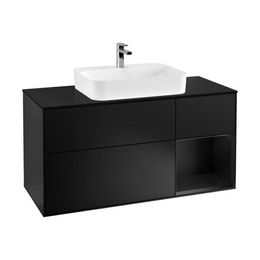 Villeroy & Boch Villeroy und Boch Finion Waschtischunterschrank F422PDPD 120cm, Abdeckplatte black matt, Regal rechts Black matt lacquer, Black matt lacquer
