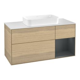 Villeroy & Boch Villeroy und Boch Finion Waschtischunterschrank G301HGPC 120cm, Abdeckplatte white matt, Emotion, Regal rechts Midnight Blue Matt Lacquer, Oak Veneer