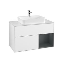 Villeroy & Boch Villeroy und Boch Finion Waschtischunterschrank G371HGGF 100cm, Abdeckplatte white matt, Emotion, Regal rechts Midnight Blue Matt Lacquer, Glossy white lacquer
