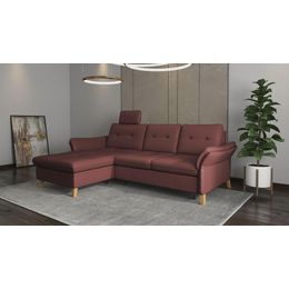 Sit & More Ecksofa SIT & MORE, B:268cm H:90cm T:176cm, rot, Wohnzimmer, Sofas, "G&ouml;teborg", Sitztiefenverstellung und Federkern, wahlweise mit Bettfunktion