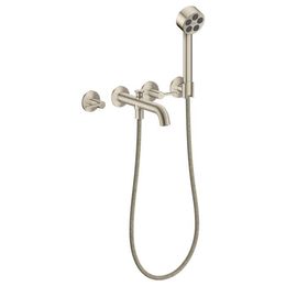 Hansgrohe AXOR One 3-Loch Wannenarmatur 48444820 Unterputz, Ausladung 220mm, mit Handbrause, mit Hebelgriff, brushed nickel