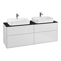 Villeroy & Boch Villeroy und Boch Finion Waschtischunterschrank F43200MT 160x60,3cm, Abdeckplatte black matt, White matt lacquer
