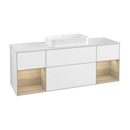 Villeroy & Boch Villeroy und Boch Finion Waschtischunterschrank F331PCGF 160x60,3cm, Abdeckplatte white matt, Regale Oak Veneer, Glossy white lacquer