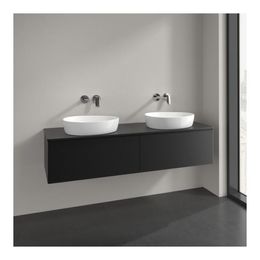 Villeroy & Boch Villeroy und Boch Antao Waschtisch-Unterschrank K39150PD 160x36x50cm, Hahnlochbohrung, Waschbeckenplattenfarbe Lack, black matt lacquer