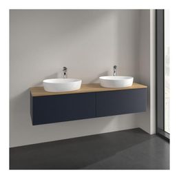 Villeroy & Boch Villeroy und Boch Antao Waschtisch-Unterschrank K39151HG 160x36x50cm, Hahnlochbohrung, Waschbeckenplattenfarbe honey oak, midnight blue matt lacquer