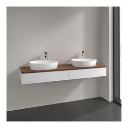 Villeroy & Boch Villeroy und Boch Antao Waschtisch-Unterschrank K17052MT 160x19x50cm, Hahnlochbohrung, Waschbeckenplattenfarbe warm walnut, white matt lacquer