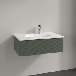 Villeroy & Boch Villeroy und Boch Antao Waschtisch-Unterschrank K01100HL 78,8x25,6x49,6cm, mit Frontstruktur, leaf green matt lacquer