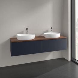 Villeroy & Boch Villeroy und Boch Antao Waschtisch-Unterschrank K39152HG 160x36x50cm, Hahnlochbohrung, Waschbeckenplattenfarbe warm walnut, midnight blue matt lacquer