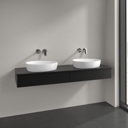 Villeroy & Boch Villeroy und Boch Antao Waschtisch-Unterschrank L17110PD 160x19x50cm, Waschbeckenplattenfarbe Lack, black matt lacquer, Mit Beleuchtung