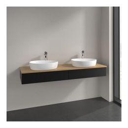 Villeroy & Boch Villeroy und Boch Antao Waschtisch-Unterschrank K17151PD 160x19x50cm, Hahnlochbohrung, Waschbeckenplattenfarbe honey oak, black matt lacquer