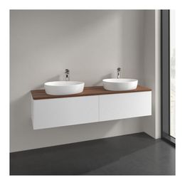 Villeroy & Boch Villeroy und Boch Antao Waschtisch-Unterschrank K39152MT 160x36x50cm, Hahnlochbohrung, Waschbeckenplattenfarbe warm walnut, white matt lacquer