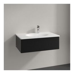 Villeroy & Boch Villeroy und Boch Antao Waschtisch-Unterschrank L01100PD 78,8x25,6x49,6cm, mit Frontstruktur, black matt lacquer