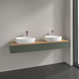 Villeroy & Boch Villeroy und Boch Antao Waschtisch-Unterschrank K17051HL 160x19x50cm, Hahnlochbohrung, Waschbeckenplattenfarbe honey oak, leaf green matt lacquer