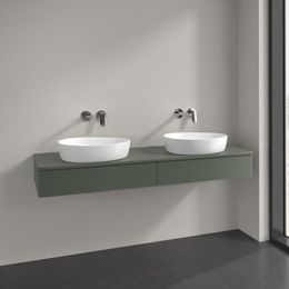 Villeroy & Boch Villeroy und Boch Antao Waschtisch-Unterschrank K17150HL 160x19x50cm, Hahnlochbohrung, Waschbeckenplattenfarbe Lack, leaf green matt lacquer