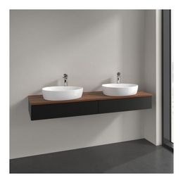Villeroy & Boch Villeroy und Boch Antao Waschtisch-Unterschrank K17052PD 160x19x50cm, Hahnlochbohrung, Waschbeckenplattenfarbe warm walnut, black matt lacquer