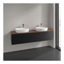 Villeroy & Boch Villeroy und Boch Antao Waschtisch-Unterschrank K39152PD 160x36x50cm, Hahnlochbohrung, Waschbeckenplattenfarbe warm walnut, black matt lacquer