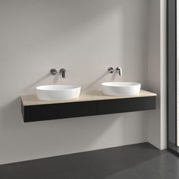 Villeroy & Boch Villeroy und Boch Antao Waschtisch-Unterschrank L17113PD 160x19x50cm, Waschbeckenplattenfarbe botticino, black matt lacquer, Mit Beleuchtung