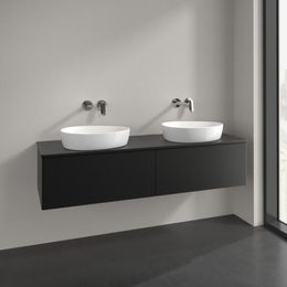 Villeroy & Boch Villeroy und Boch Antao Waschtisch-Unterschrank K39050PD 160x36x50cm, Hahnlochbohrung, Waschbeckenplattenfarbe Lack, black matt lacquer