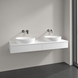 Villeroy & Boch Villeroy und Boch Antao Waschtisch-Unterschrank L17050MT 160x19x50cm, Hahnlochbohrung, Waschbeckenplattenfarbe Lack, white matt lacquer, Mit Beleuchtung