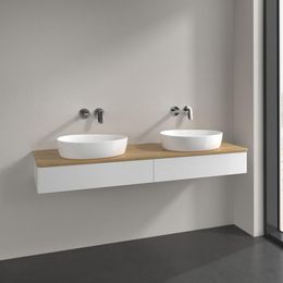 Villeroy & Boch Villeroy und Boch Antao Waschtisch-Unterschrank L17111GF 160x19x50cm, Waschbeckenplattenfarbe honey oak, glossy white lacquer, Mit Beleuchtung