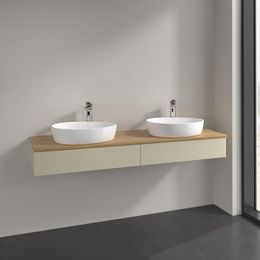 Villeroy & Boch Villeroy und Boch Antao Waschtisch-Unterschrank L17051HJ 160x19x50cm, Hahnlochbohrung, Waschbeckenplattenfarbe honey oak, silk grey matt lacquer, Mit Beleuchtung