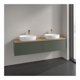Villeroy & Boch Villeroy und Boch Antao Waschtisch-Unterschrank K39151HL 160x36x50cm, Hahnlochbohrung, Waschbeckenplattenfarbe honey oak, leaf green matt lacquer
