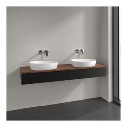 Villeroy & Boch Villeroy und Boch Antao Waschtisch-Unterschrank L17012PD 160x19x50cm, Waschbeckenplattenfarbe warm walnut, black matt lacquer, Mit Beleuchtung