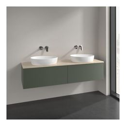 Villeroy & Boch Villeroy und Boch Antao Waschtisch-Unterschrank L39113HL 160x36x50cm, Waschbeckenplattenfarbe botticino, leaf green matt lacquer, Mit Beleuchtung