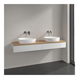 Villeroy & Boch Villeroy und Boch Antao Waschtisch-Unterschrank L17011GF 160x19x50cm, Waschbeckenplattenfarbe honey oak, glossy white lacquer, Mit Beleuchtung