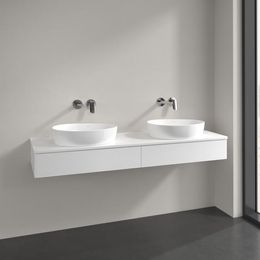 Villeroy & Boch Villeroy und Boch Antao Waschtisch-Unterschrank L17150MT 160x19x50cm, Hahnlochbohrung, Waschbeckenplattenfarbe Lack, white matt lacquer, Mit Beleuchtung